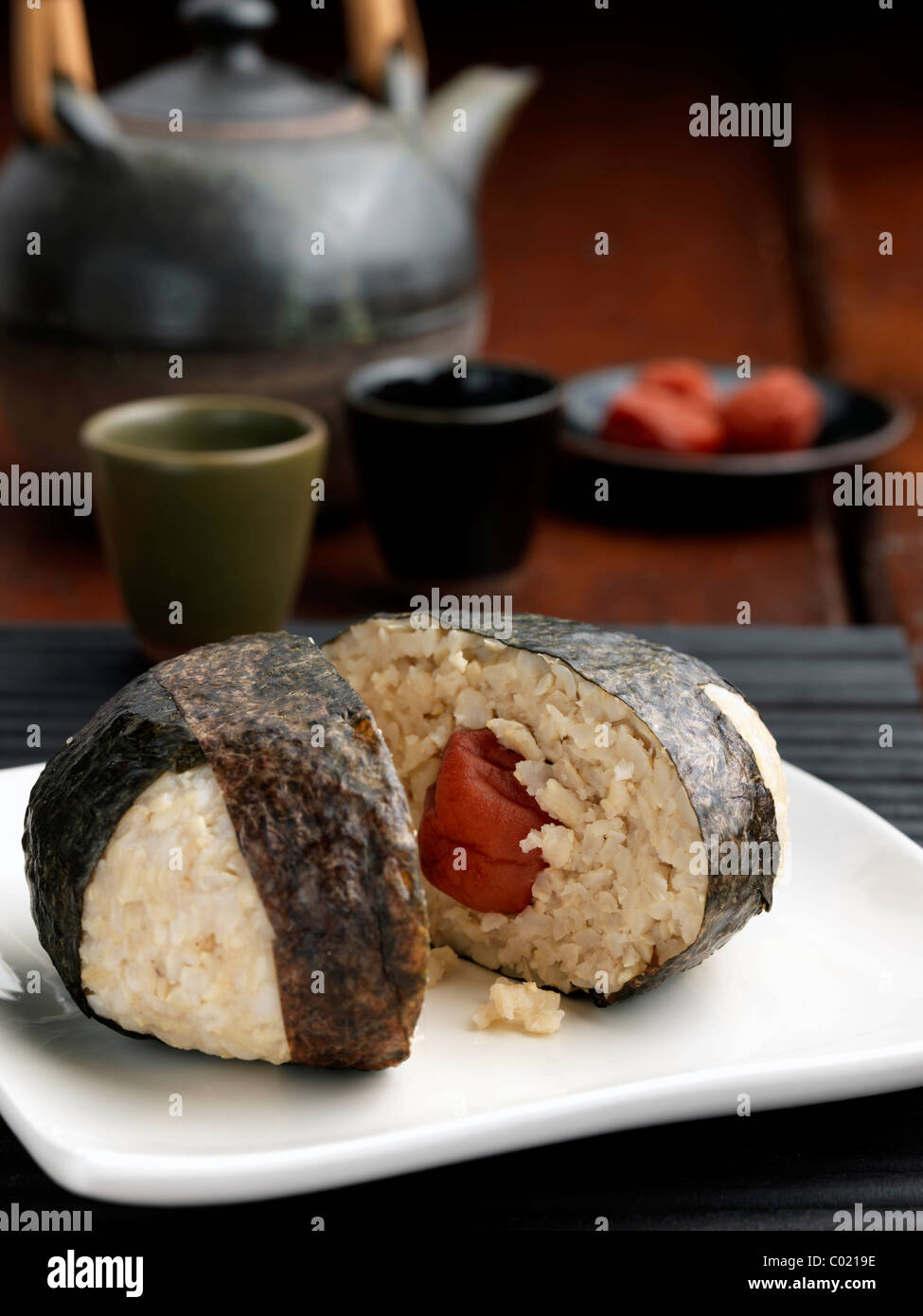 Rice ball wrapped in nori seaweed Stock Photo - Alamy