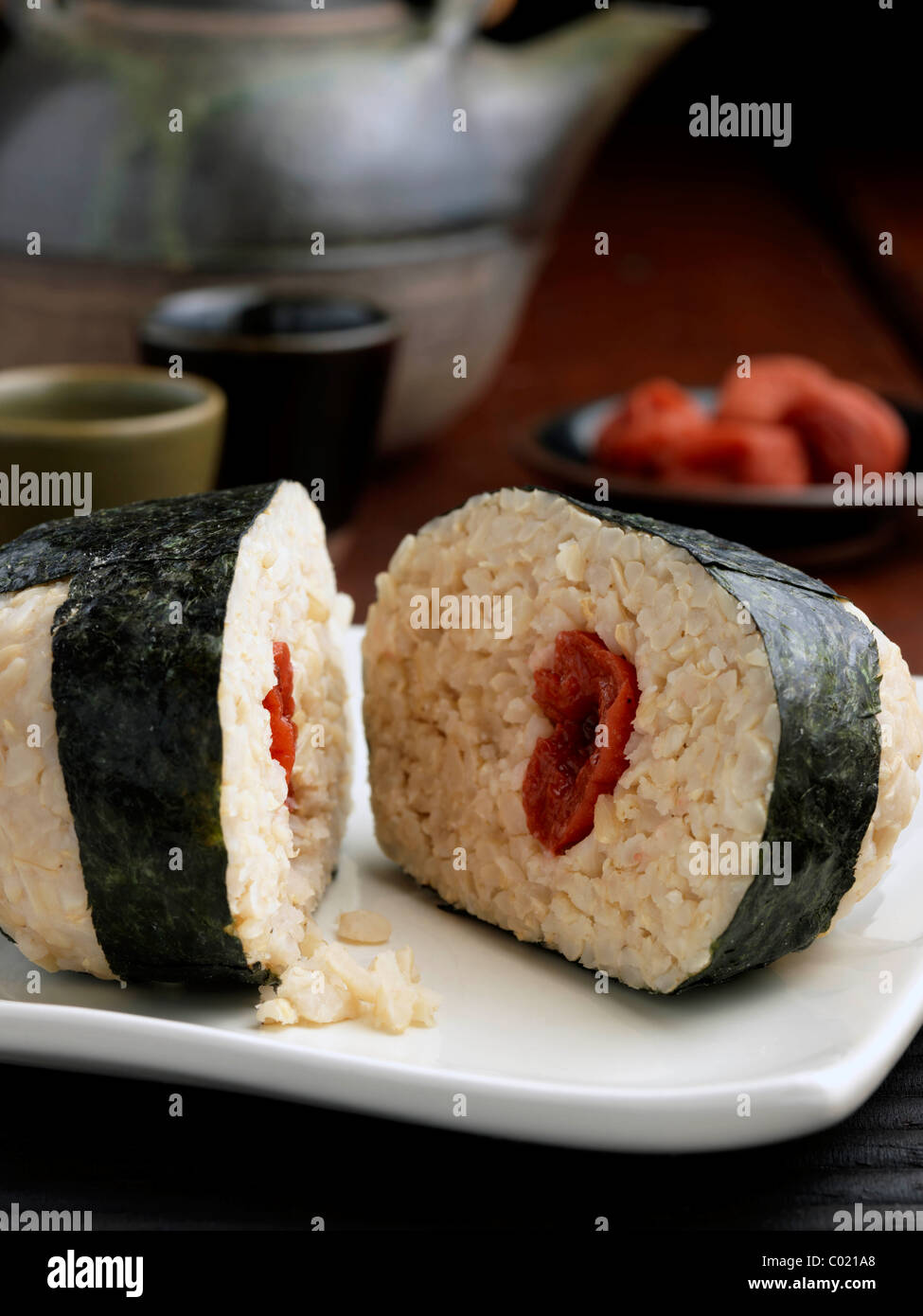 Vegetarian japanese nori seawead wrapped rice ball hi-res stock ...