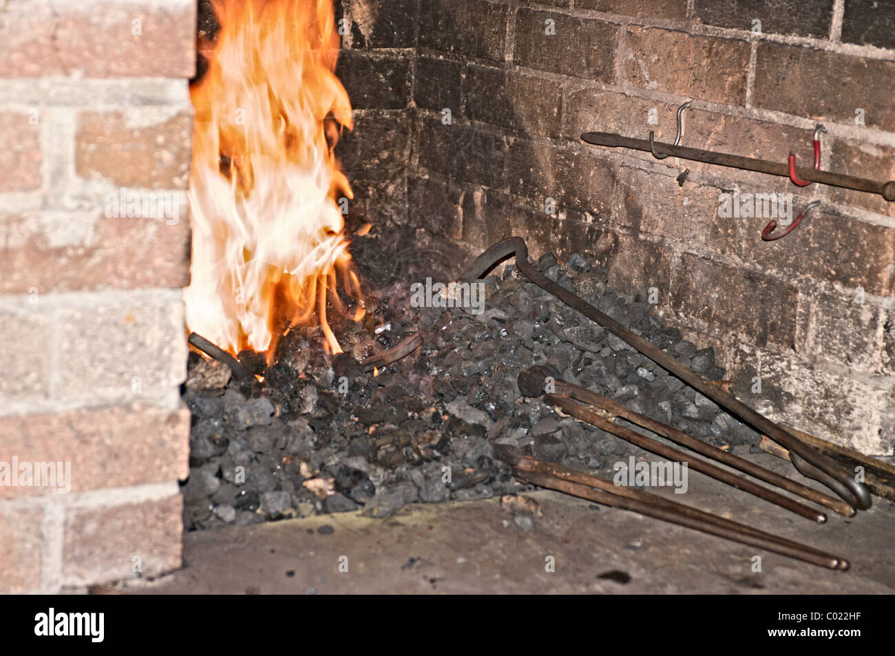 Fire burning in the forge Stock Photo - Alamy