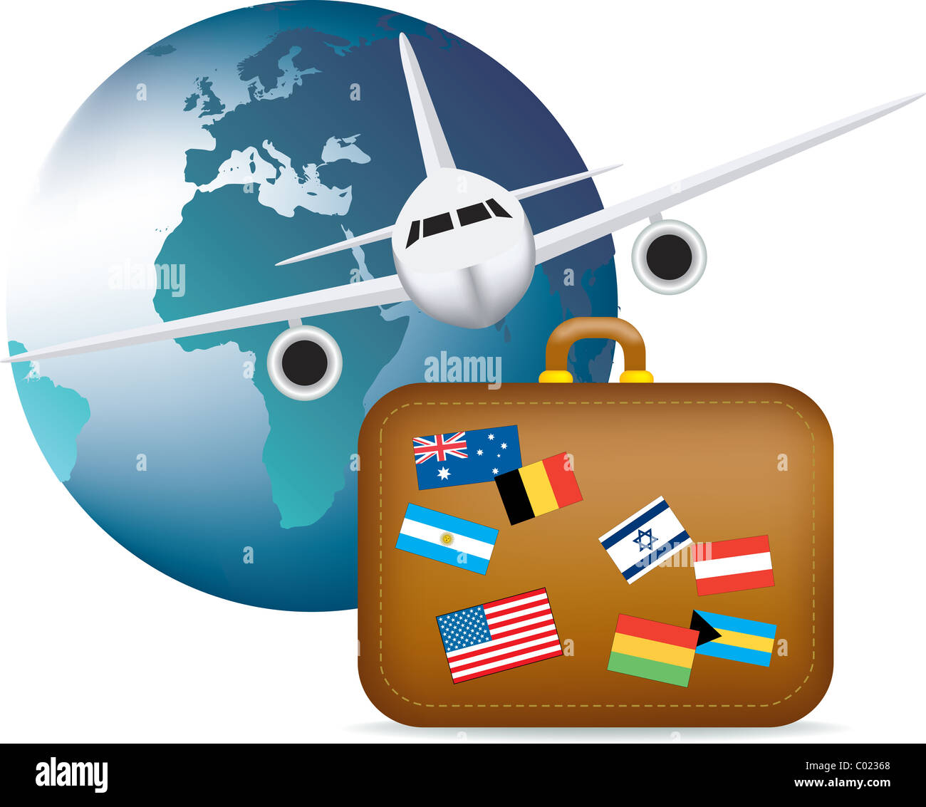 illustration to depict worldwide global travel and holidays Stock Photo ...