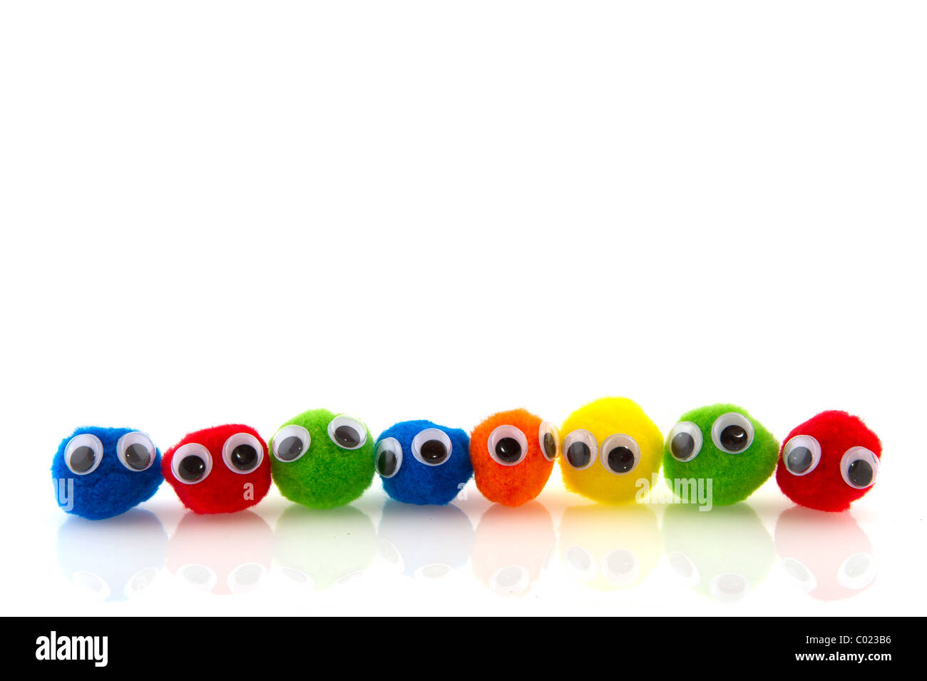 Row of colorful curious people with big eyes Stock Photo - Alamy