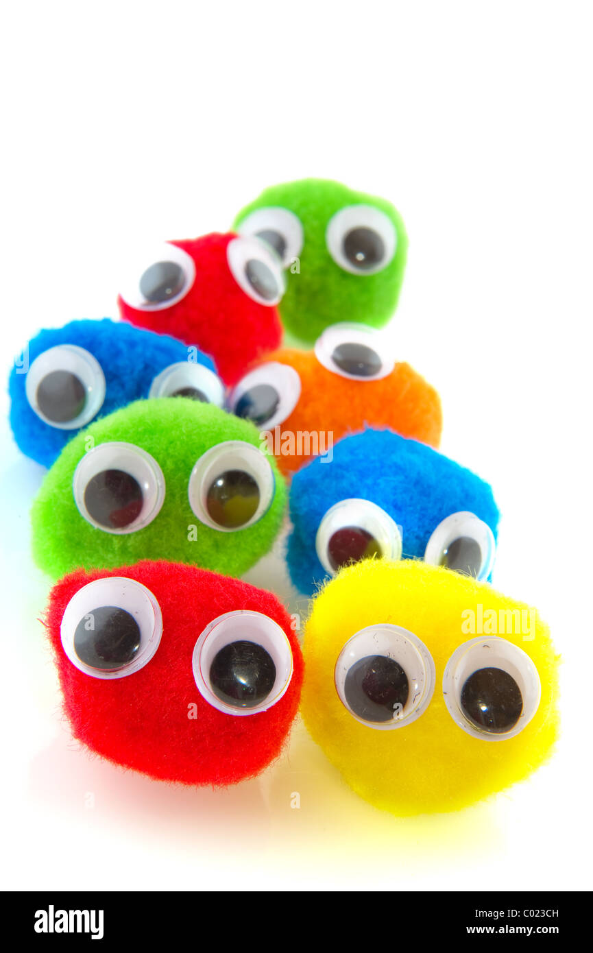 Row of colorful curious people with big eyes Stock Photo - Alamy
