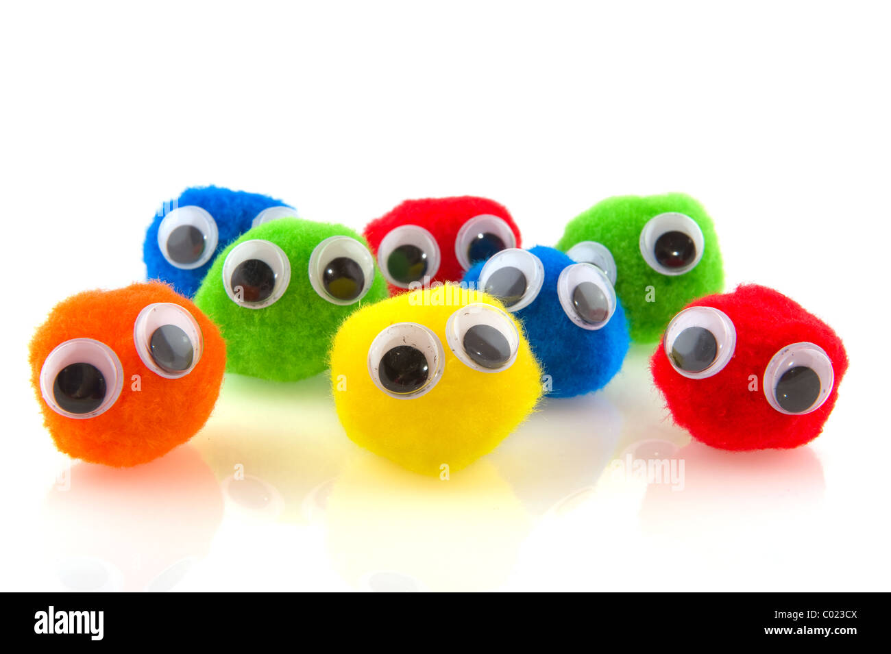 Row of colorful curious people with big eyes Stock Photo - Alamy
