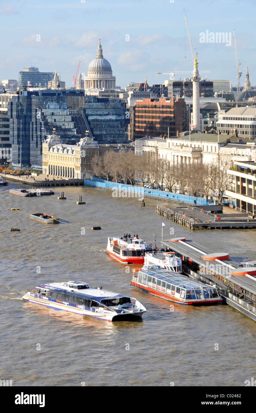 Busy Tower Pier on the River Thames at the Pool of London Stock Photo ...