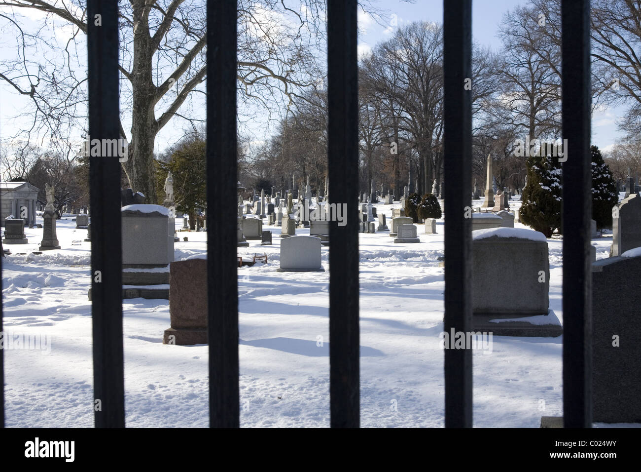 Looking through the fence at Greenwood Cemetery, Brooklyn, New York ...