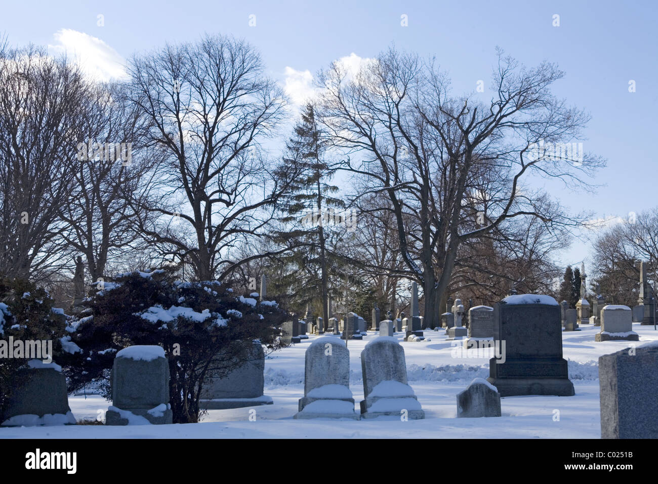 Graves at Greenwood Cemetery in winter, Brooklyn, NY Stock Photo - Alamy