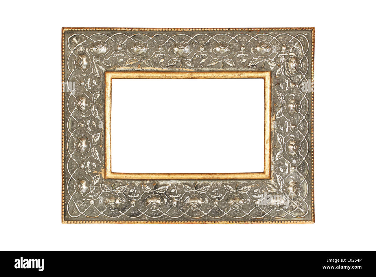 Silver-gold photo frame isolated on white background Stock Photo - Alamy