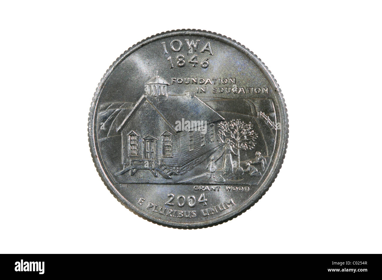 Iowa state quarter coin isolated on white background Stock Photo - Alamy