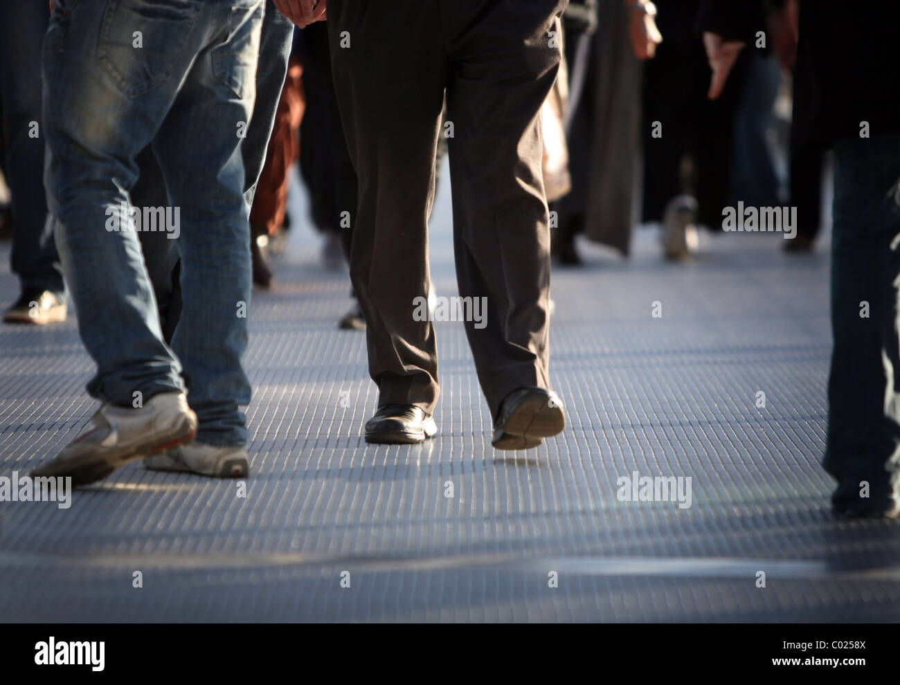 Pedestrians feet on the Millennium Bridge, London Stock Photo - Alamy