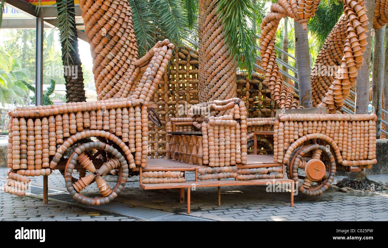 car made entirely from terracotta plant-pots in Thailand Stock Photo ...
