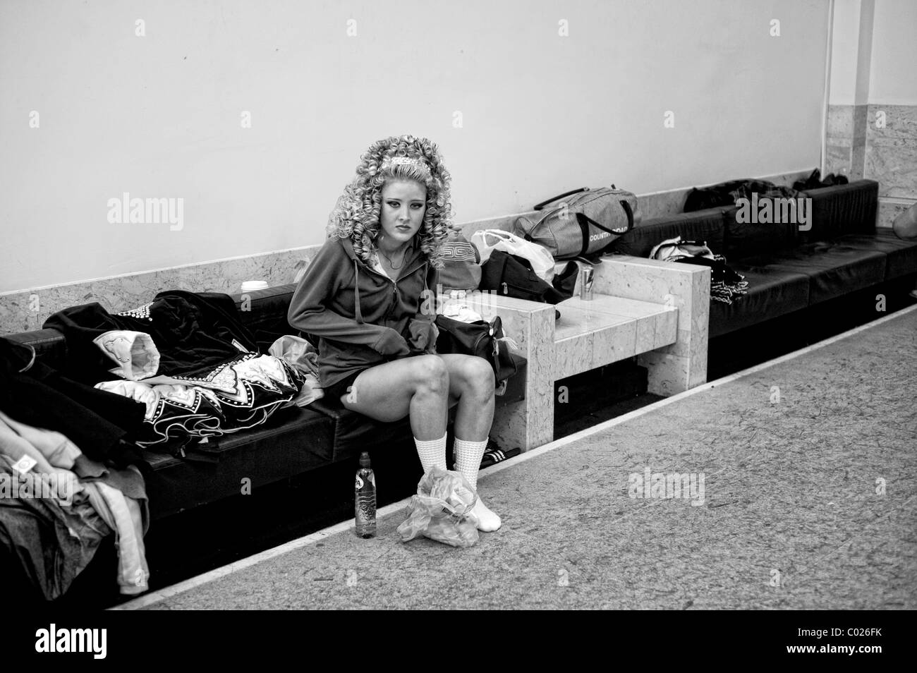 Dancer sitting in warm up area. 2010 World Irish Dancing Championships ...