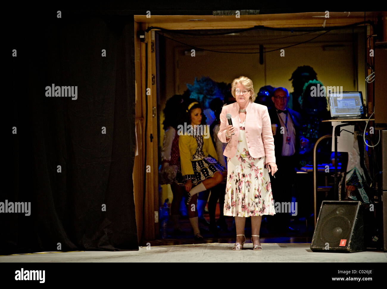 Announcer prepares to call dancers to the stage. 2010 World Irish ...