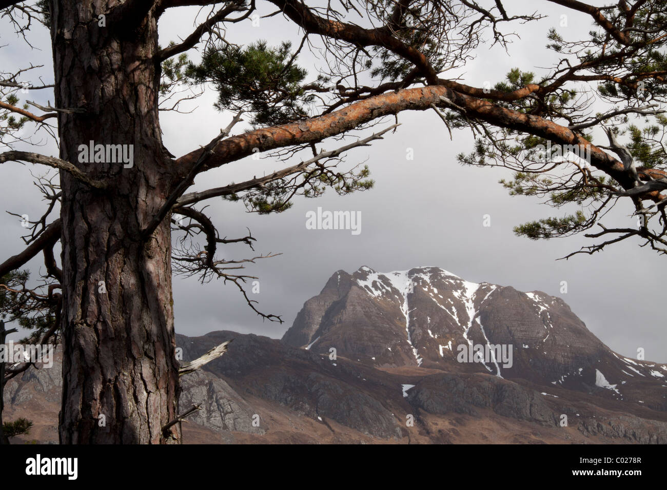 The peak of Slioch viewed from the southern shore of Loch Maree in ...