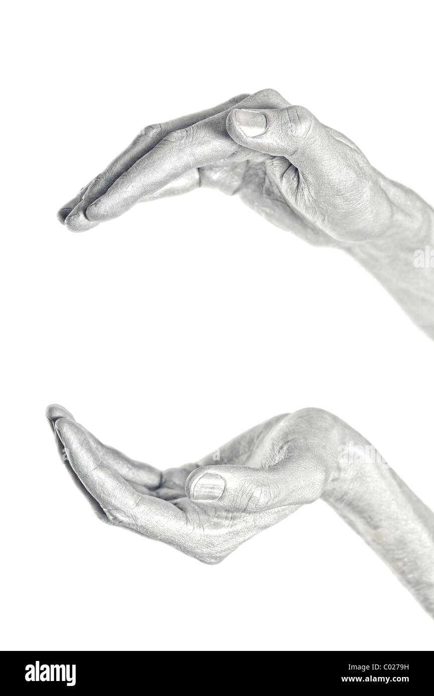 beautiful men metal hands with long fingers шыщдфеув on white ...