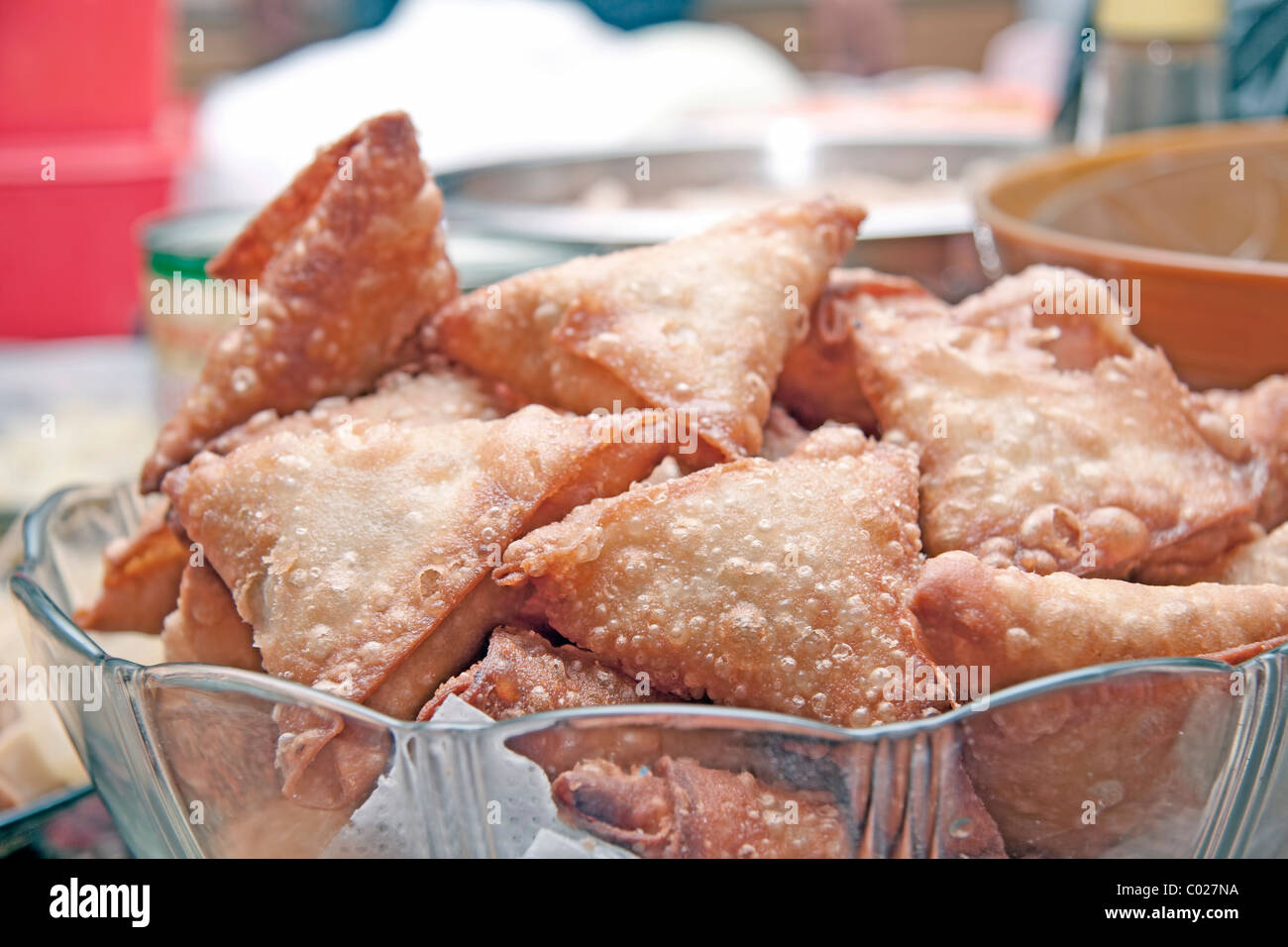 Samosas in bowl Stock Photo - Alamy