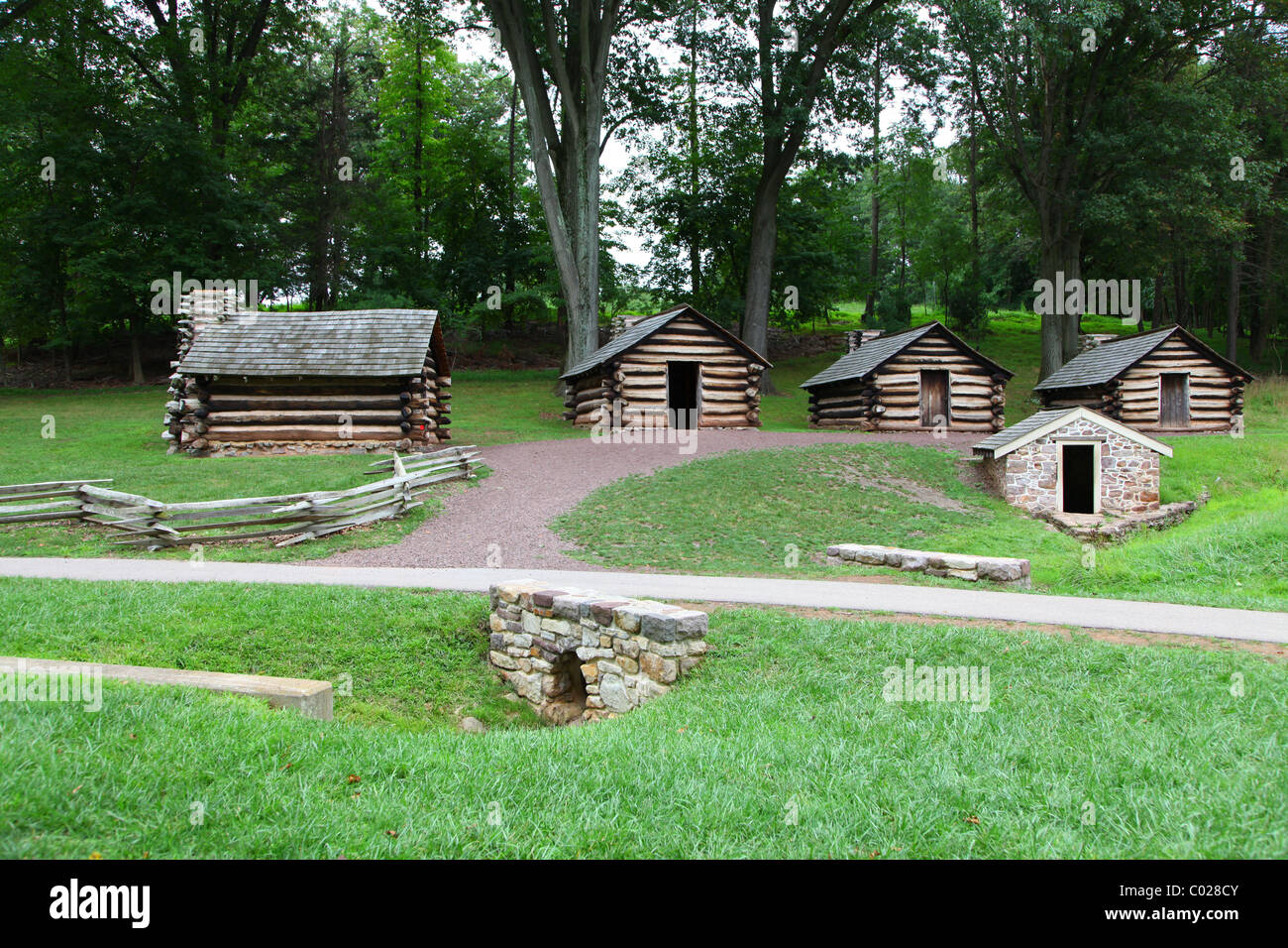Soldiers' huts at Washington's encampment at Valley Forge from the War ...