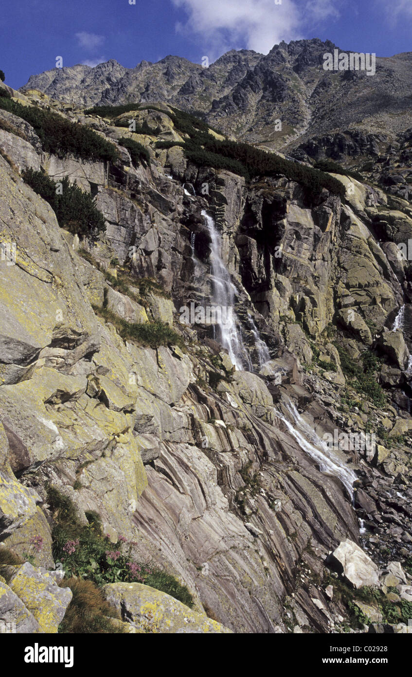 High Tatras's waterfall "Skok" in "Mlynicka dolina", the valley close ...