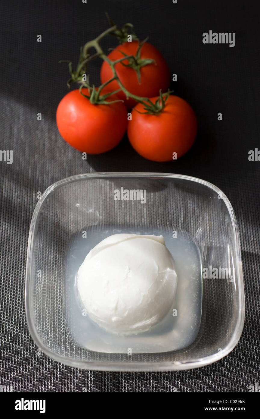 Mozzarella di bufala, buffalo mozzarella, in brine, made from water ...