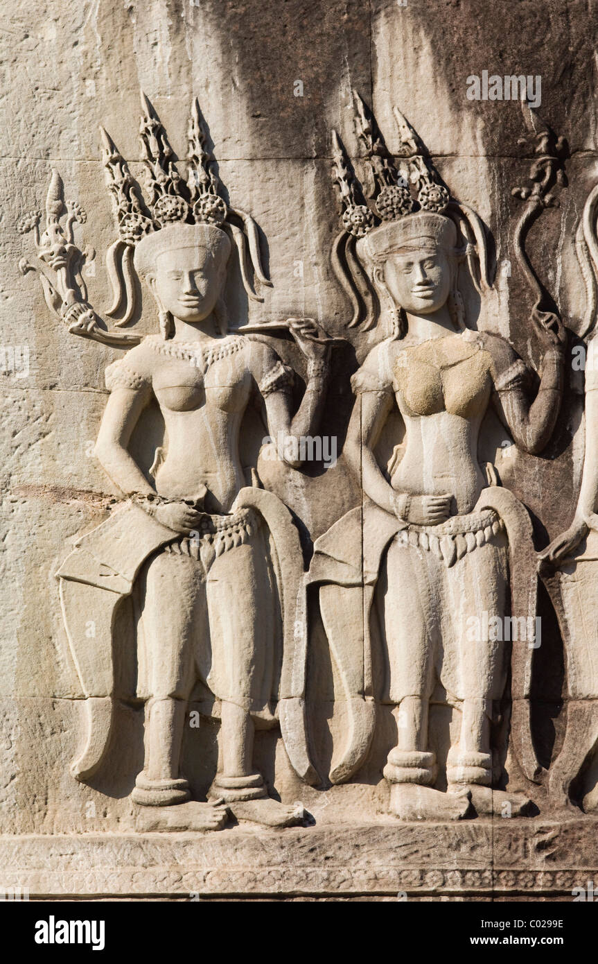 Relief of Apsara dancers, Angkor Wat Temple, Angkor temples, Siem Reap ...