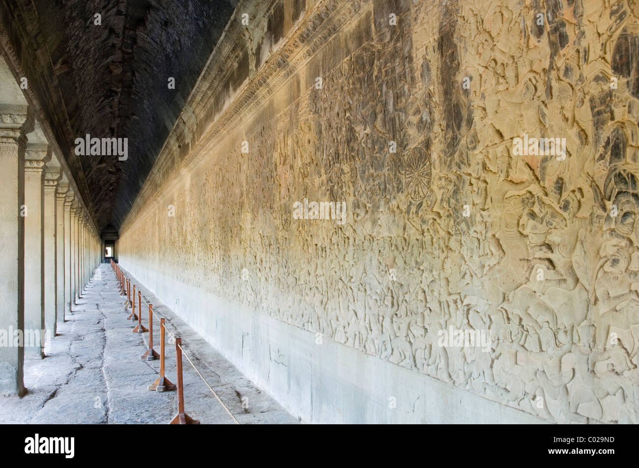Wall relief in the gallery of the Angkor Wat Temple, Angkor temples ...
