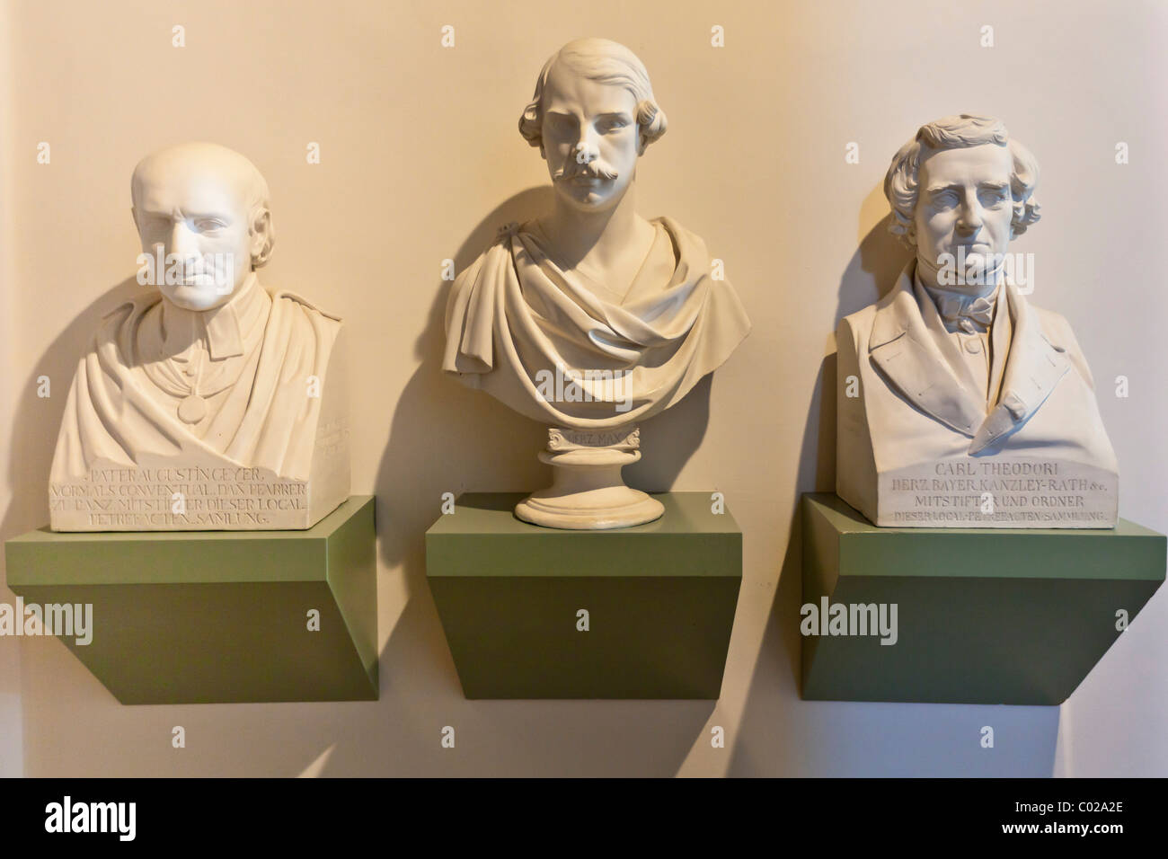 Busts of Father Augustin Geyer und Carl Theodori in Banz Abbey, a ...