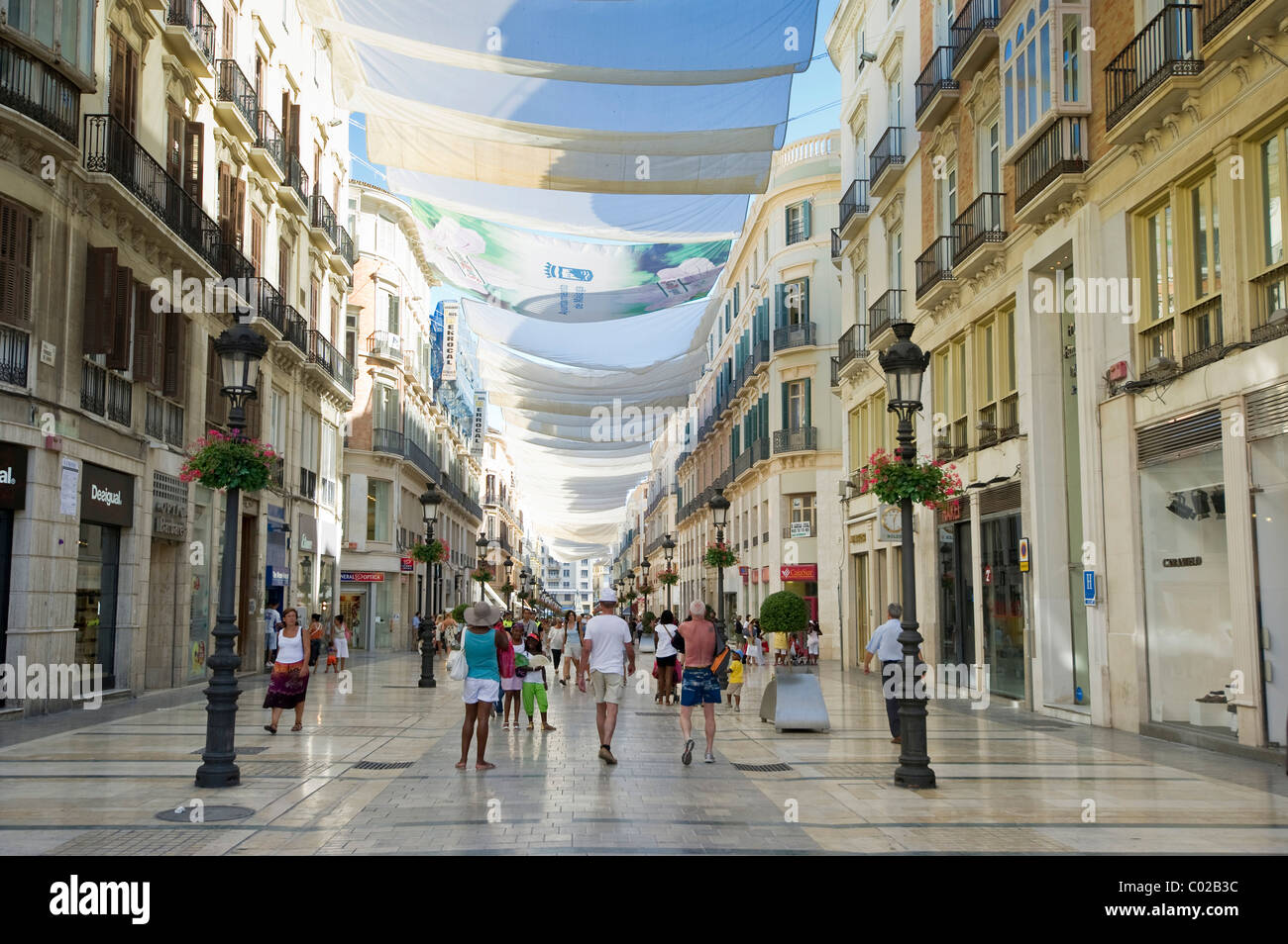 Calle de Molina Lario, the main shopping street in Malaga, Andalucia ...