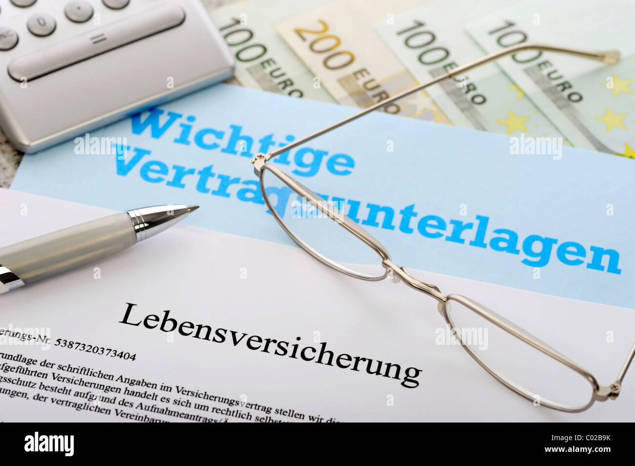 German life insurance documents Stock Photo - Alamy