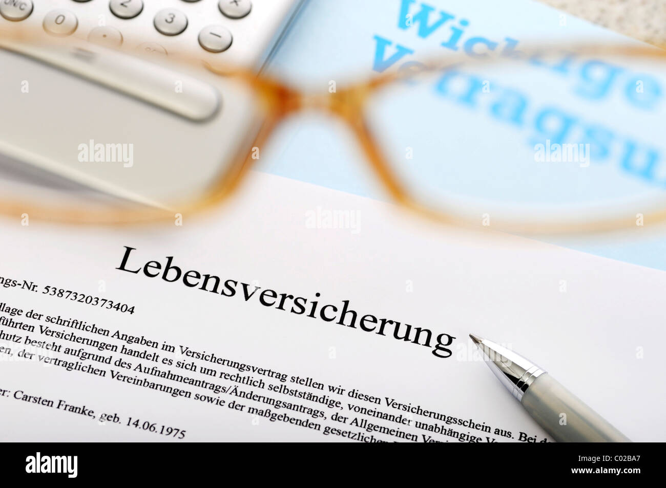 German life insurance documents Stock Photo - Alamy