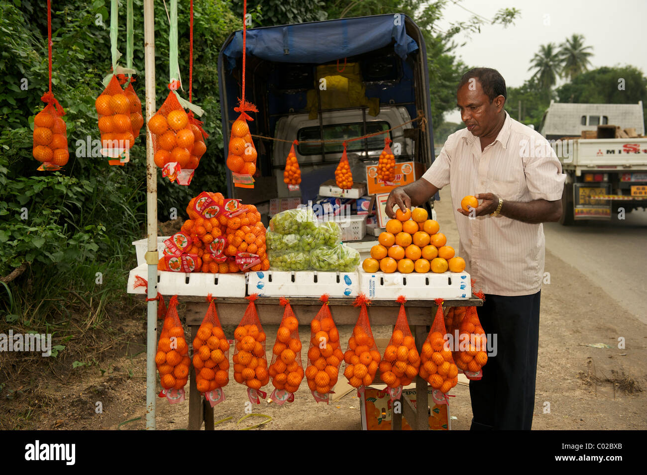 A roadside salesman selling fruits Sri Lanka Stock Photo - Alamy