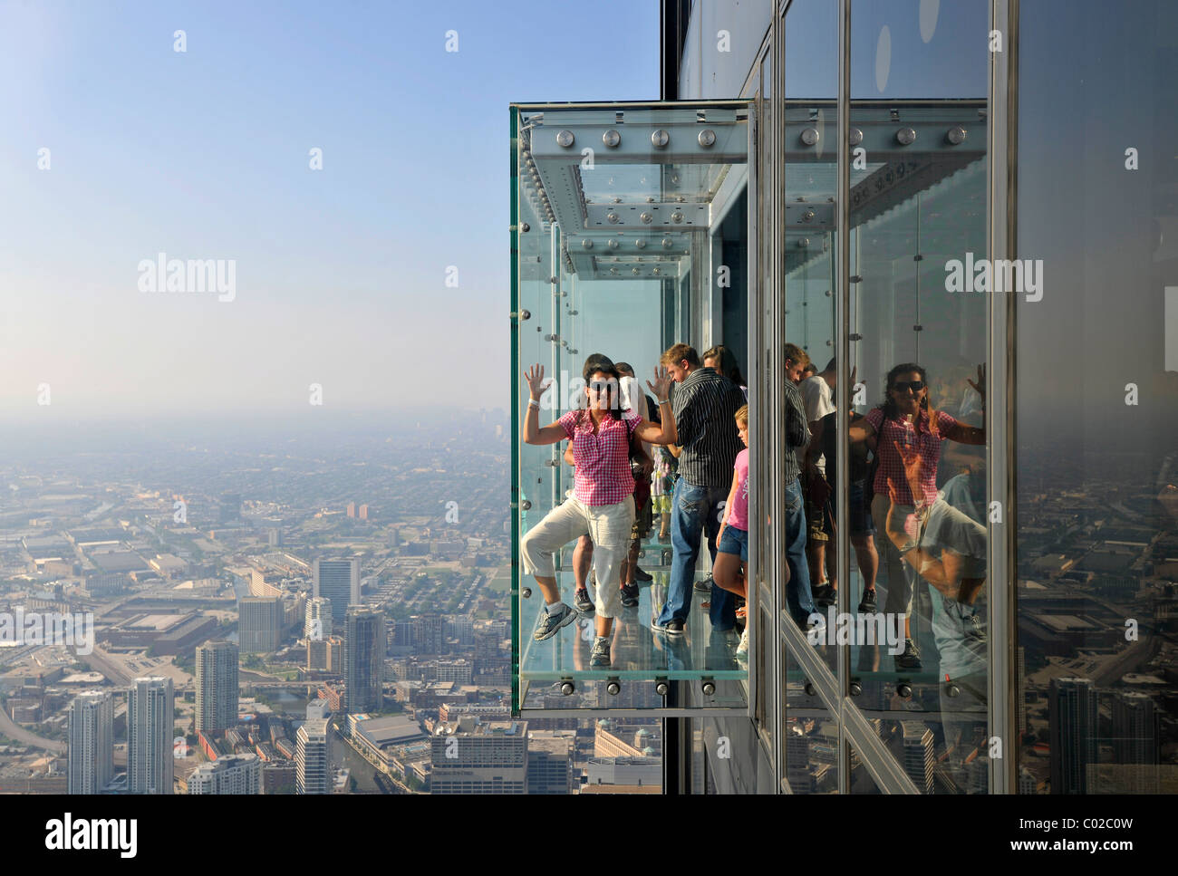 Visitors to the new 412-meter high observation deck Skydeck, Willis ...