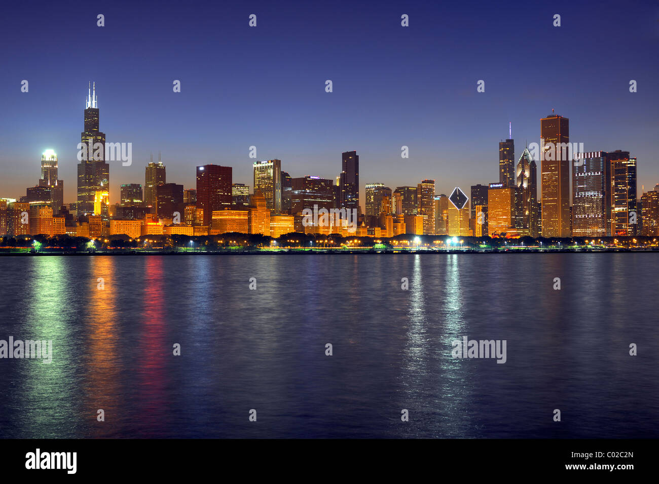 Night shot, Willis Tower, formerly named Sears Tower, 311 South Wacker ...