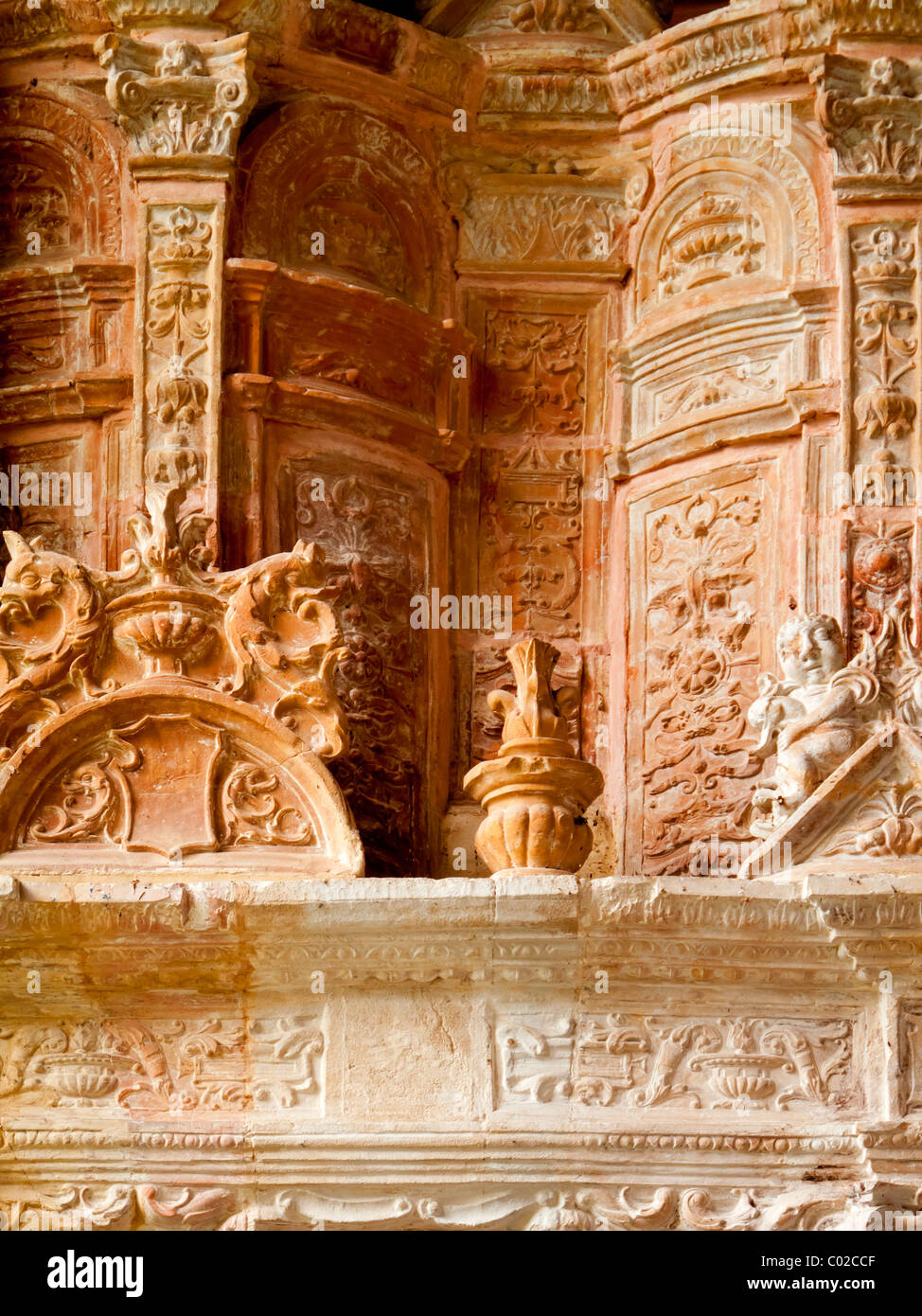 Detail of sixteenth century terracotta screens in the Bedingfeld ...