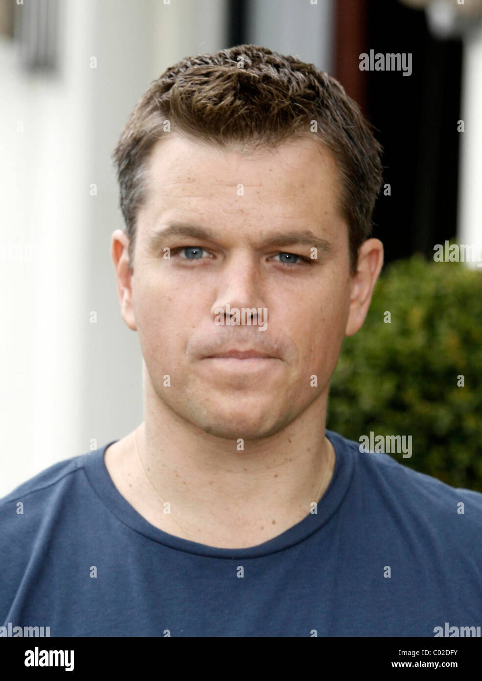 Matt Damon poses for photographers outside the Amsterdam hotel ...