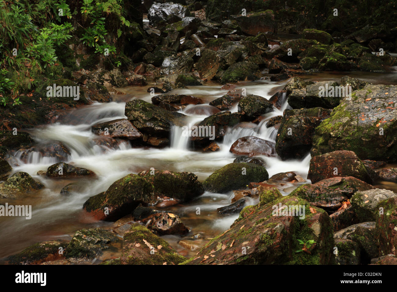 Scottish stream running over rocks using a slow shutter speed Stock ...