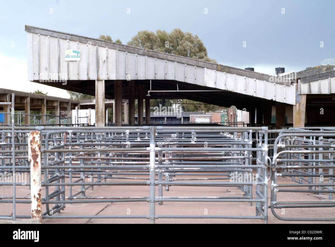 Cattle pens. Empty Taunton Livestock market not on a market day, months ...