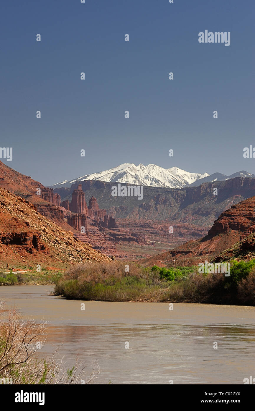 Colorado river bend in Castle valley sandstone hills in Utah, USA Stock ...