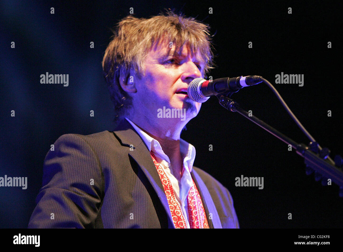 Neil Finn of Crowded House performing in concert at Santa Barbara Bowl ...