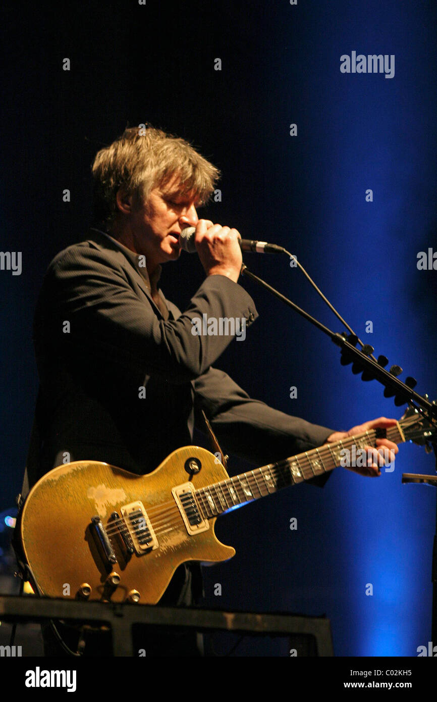 Neil Finn of Crowded House performing in concert at Santa Barbara Bowl ...
