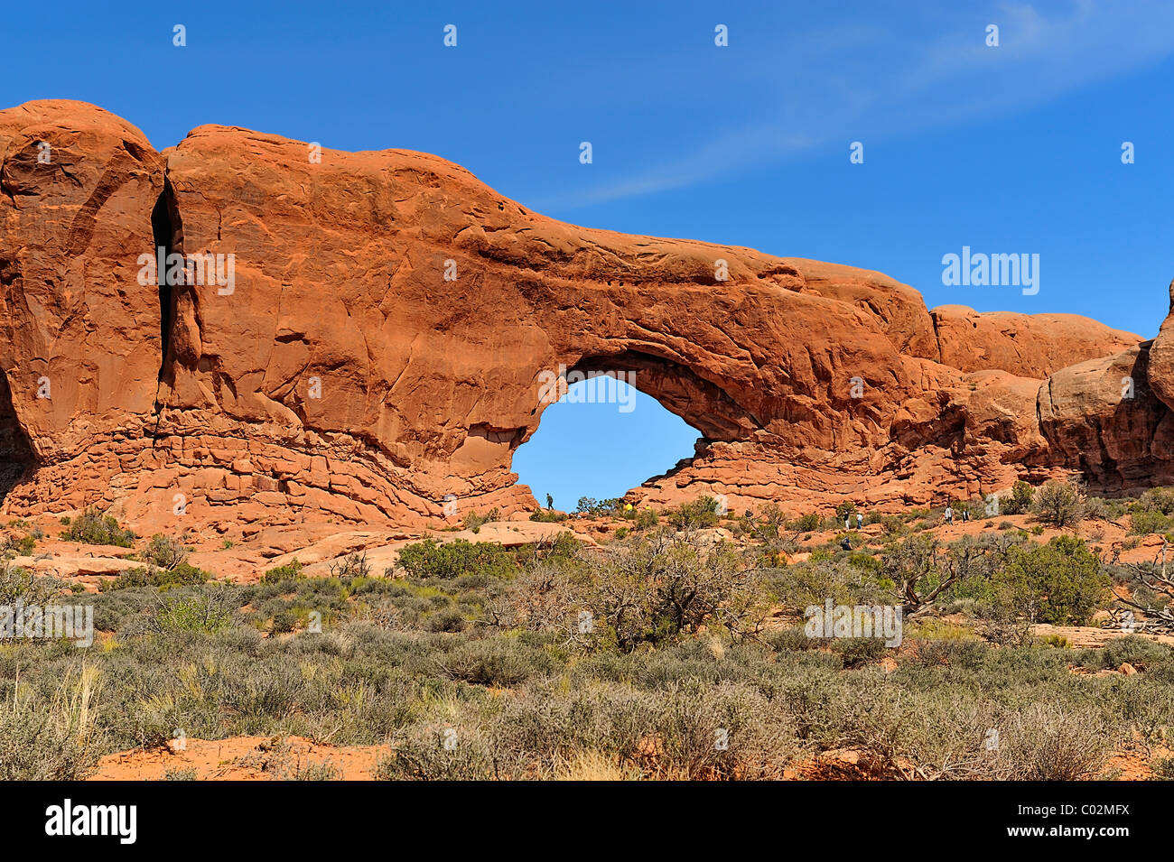 South arch of Double Arch formation in Arches National Park in Utah ...