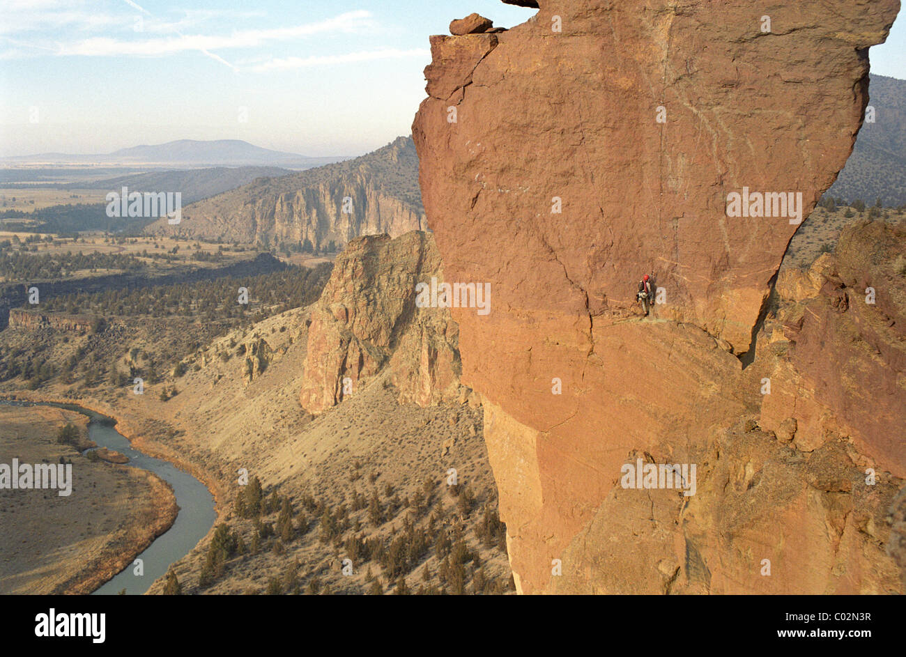 Climber on the famous Monkey Face rock in the rock climbing paradise ...