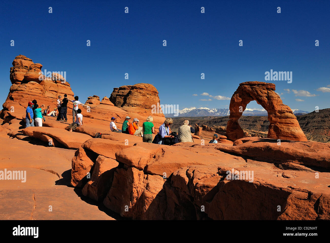 People looking Delicate Arch in Arches National Park in Utah, near Moab ...