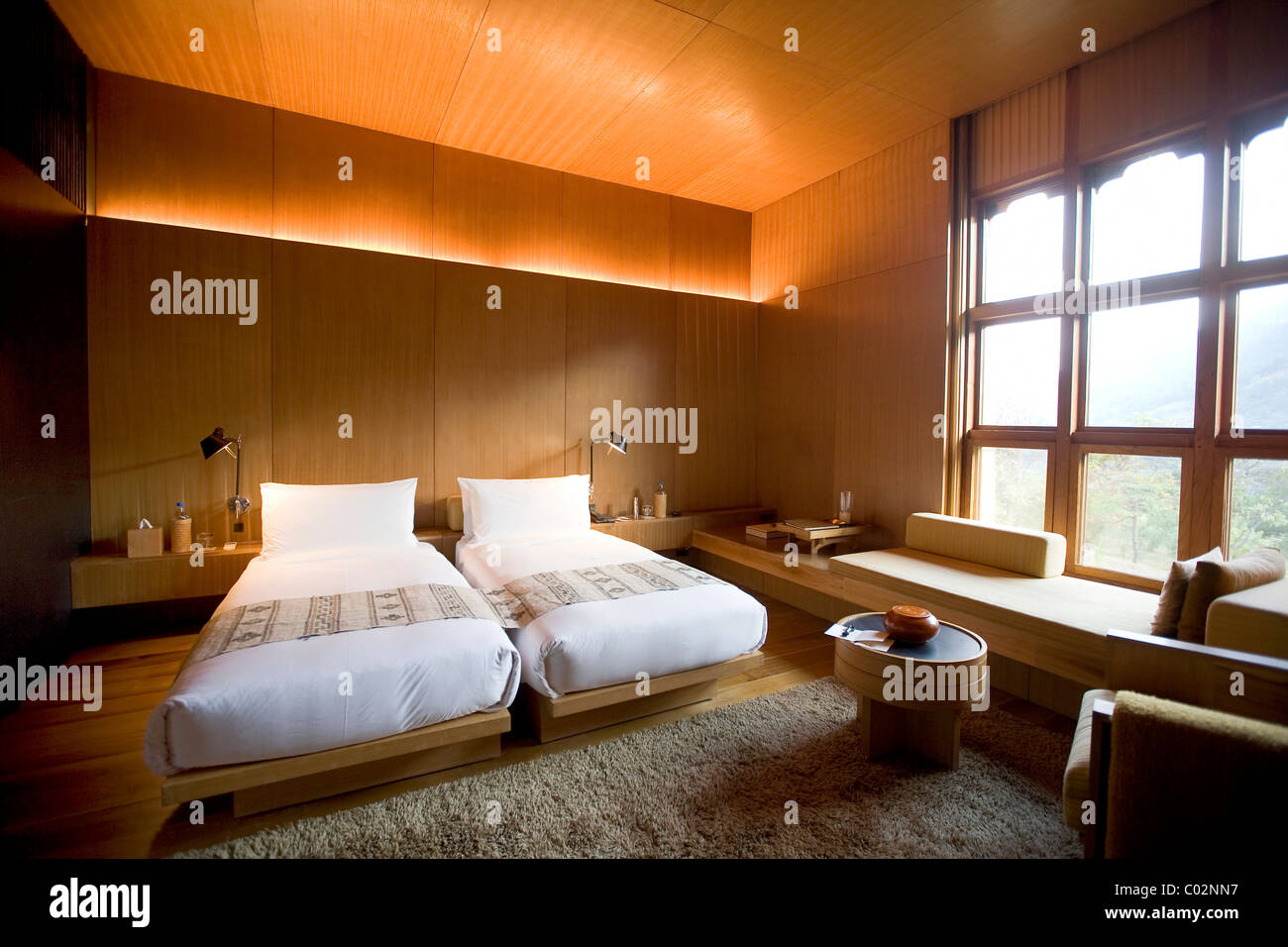 Zen-style guestrooms, Amankora Hotel, Punakha, Bhutan, Kingdom of ...