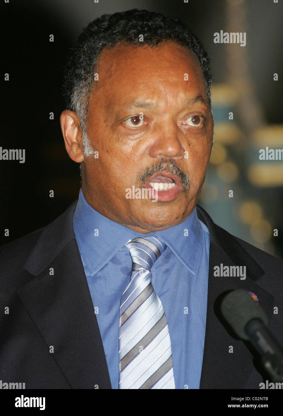 Civil rights activist Reverend Jesse Jackson delivers a public address ...