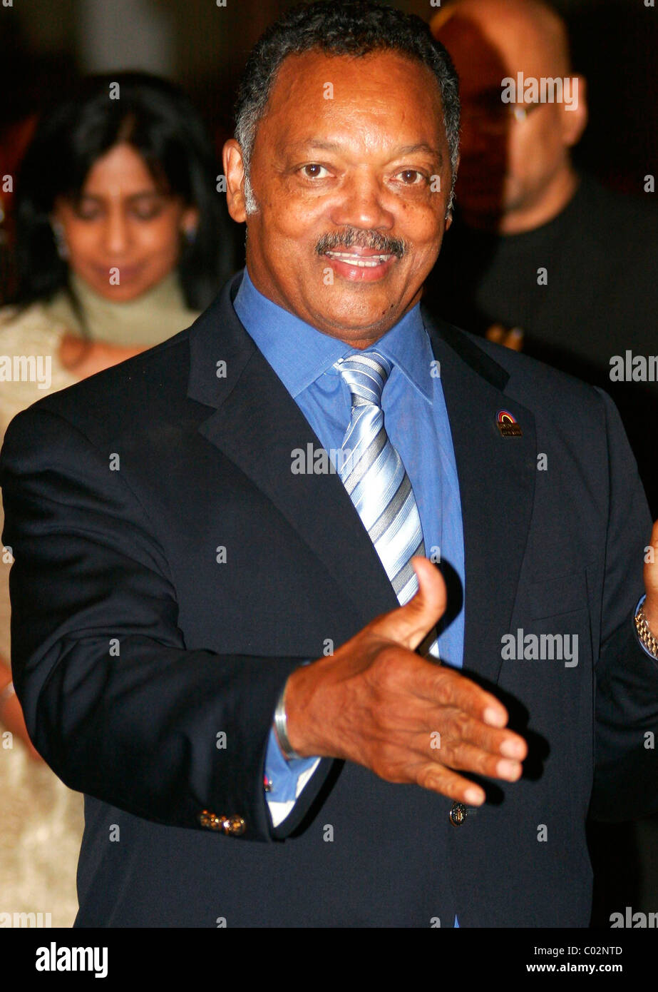Civil rights activist Reverend Jesse Jackson delivers a public address ...