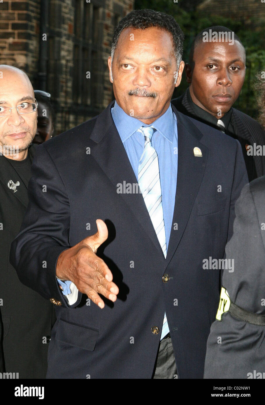 Civil rights activist Reverend Jesse Jackson delivers a public address ...