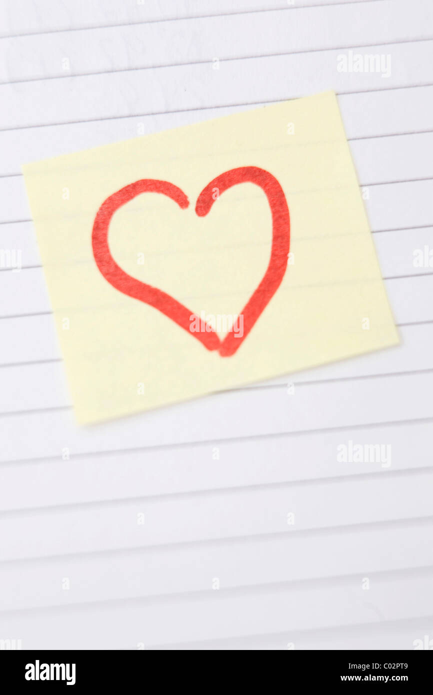 Sticky note with a love note, heart Stock Photo - Alamy