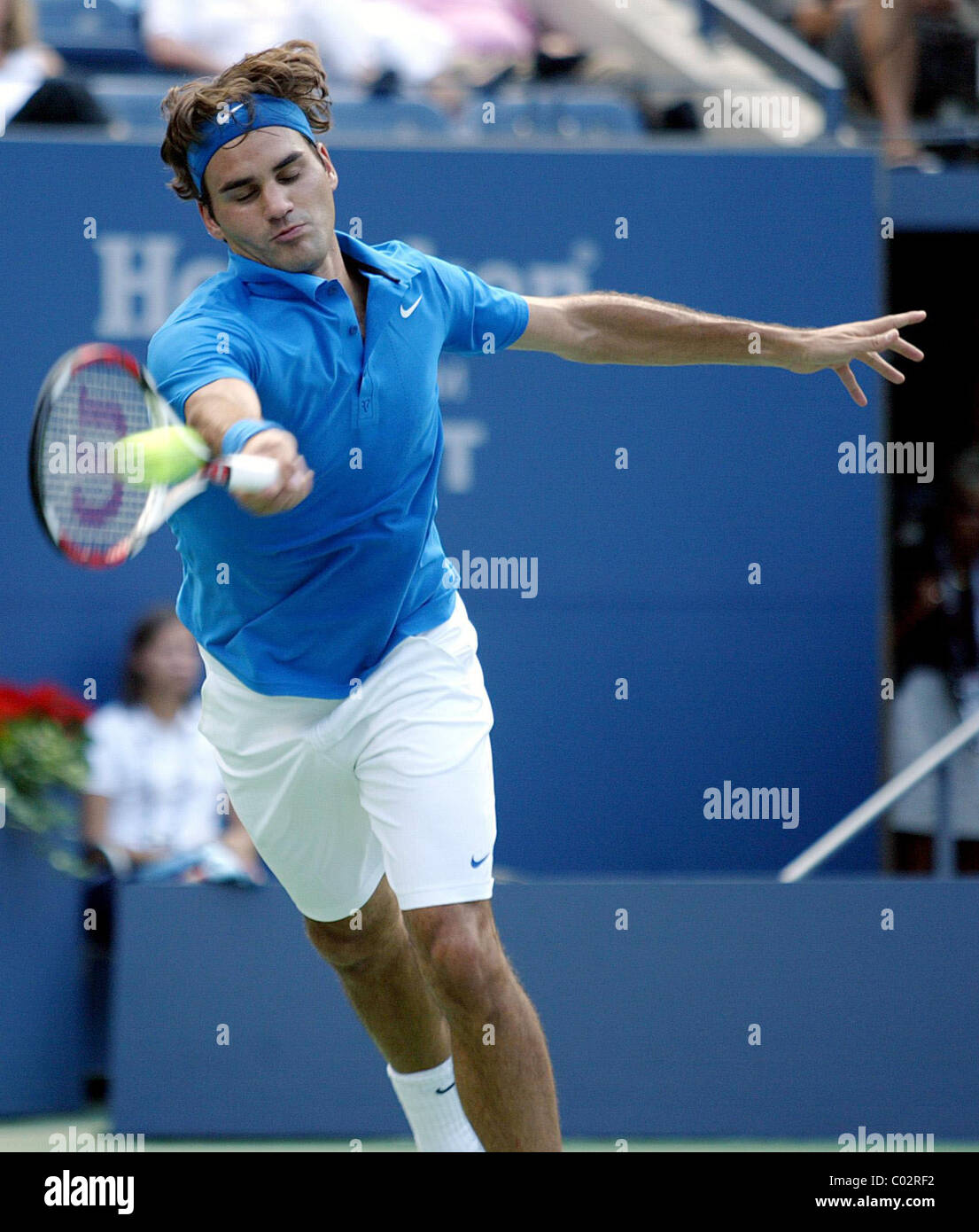 Roger Federer Playing at Day 1 of the US Open 2007 at the Billy Jean ...