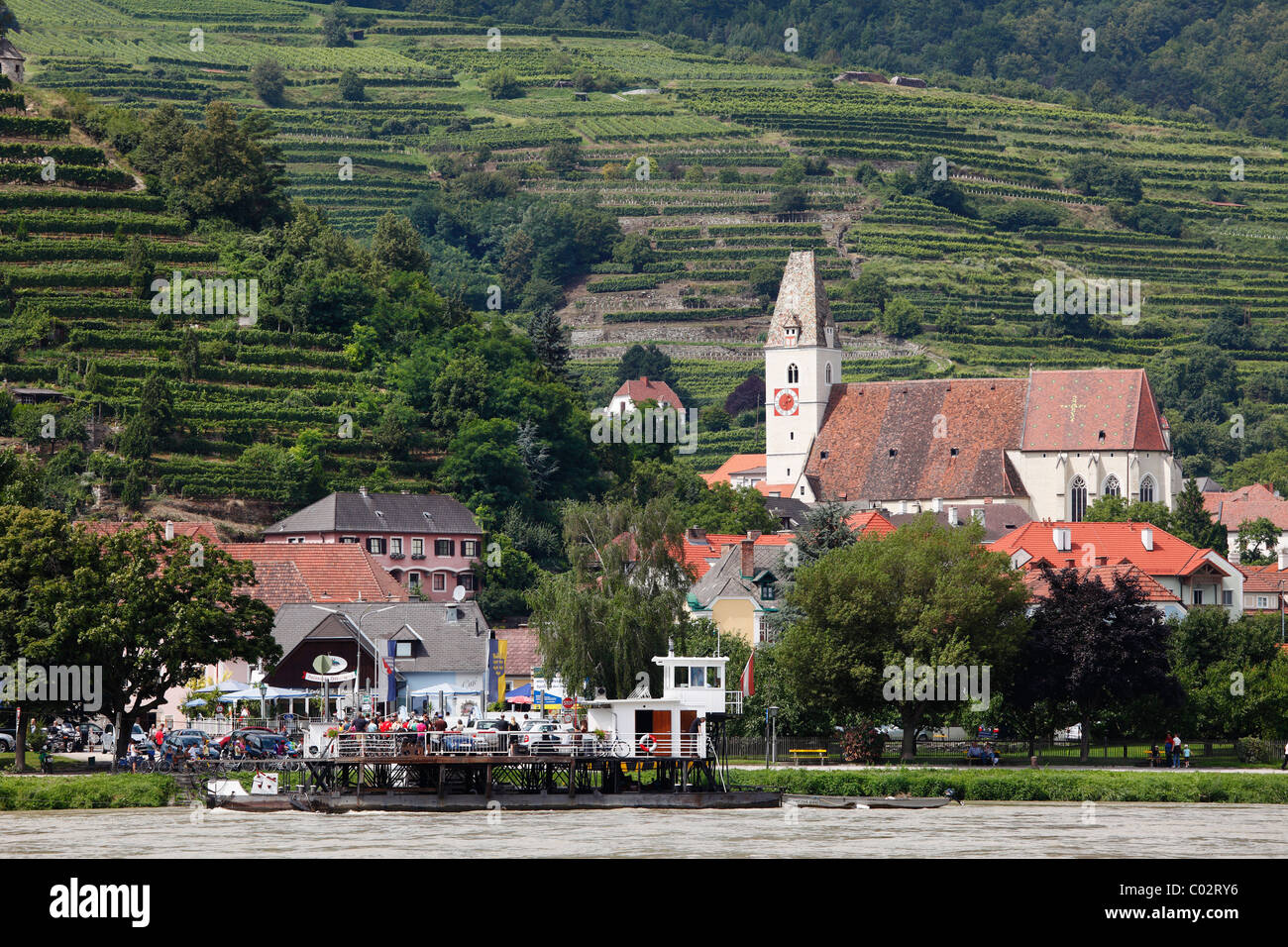 Ferry on the Danube, Spitz, Wachau, Waldviertel, Lower Austria, Austria ...