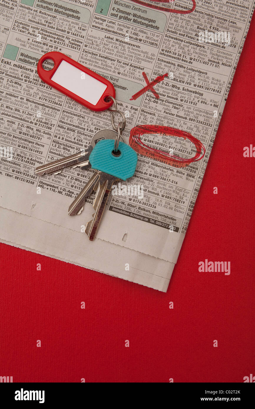 Key, classified ads, house hunting Stock Photo - Alamy