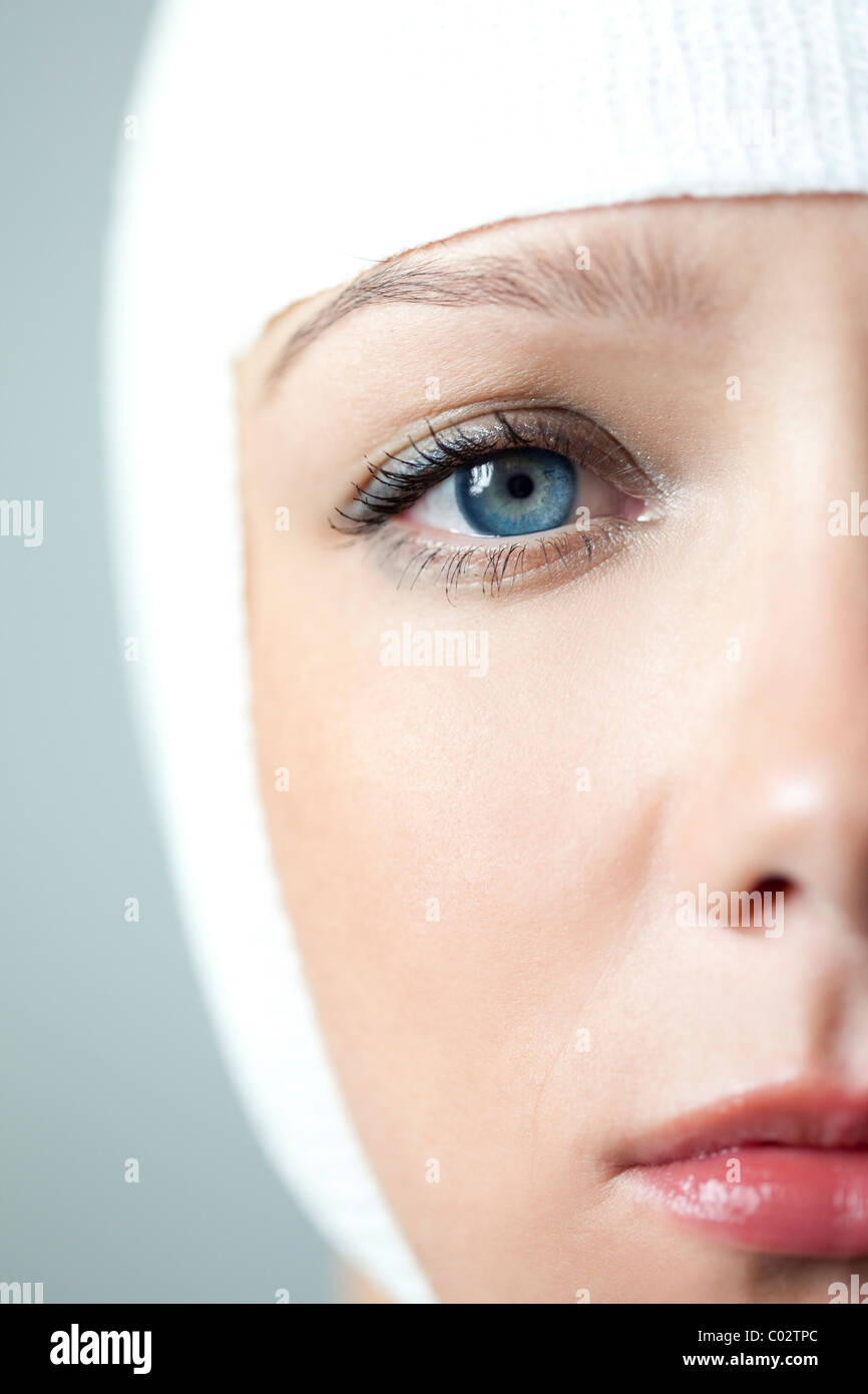 Woman half face changes hi-res stock photography and images - Alamy